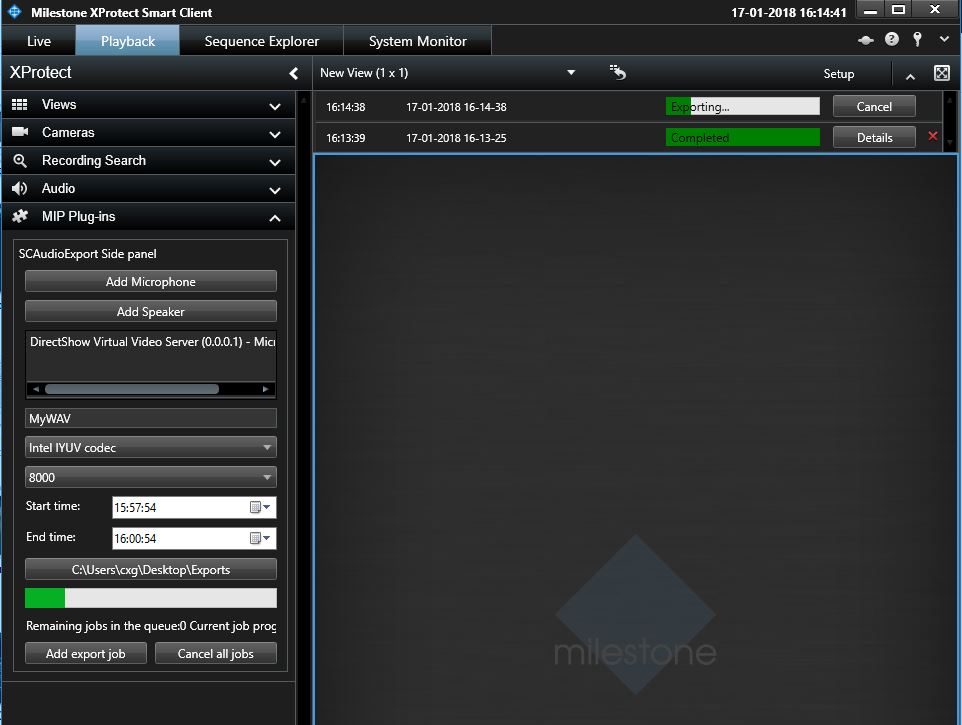 Smart Client Audio Export